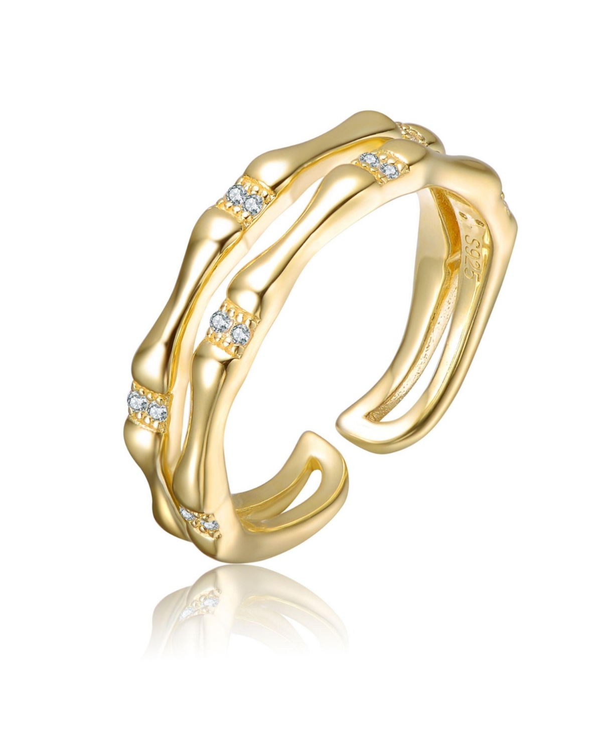 Click here for 14K Gold Plated with Clear Cubic Zirconia Wavy Ope... prices