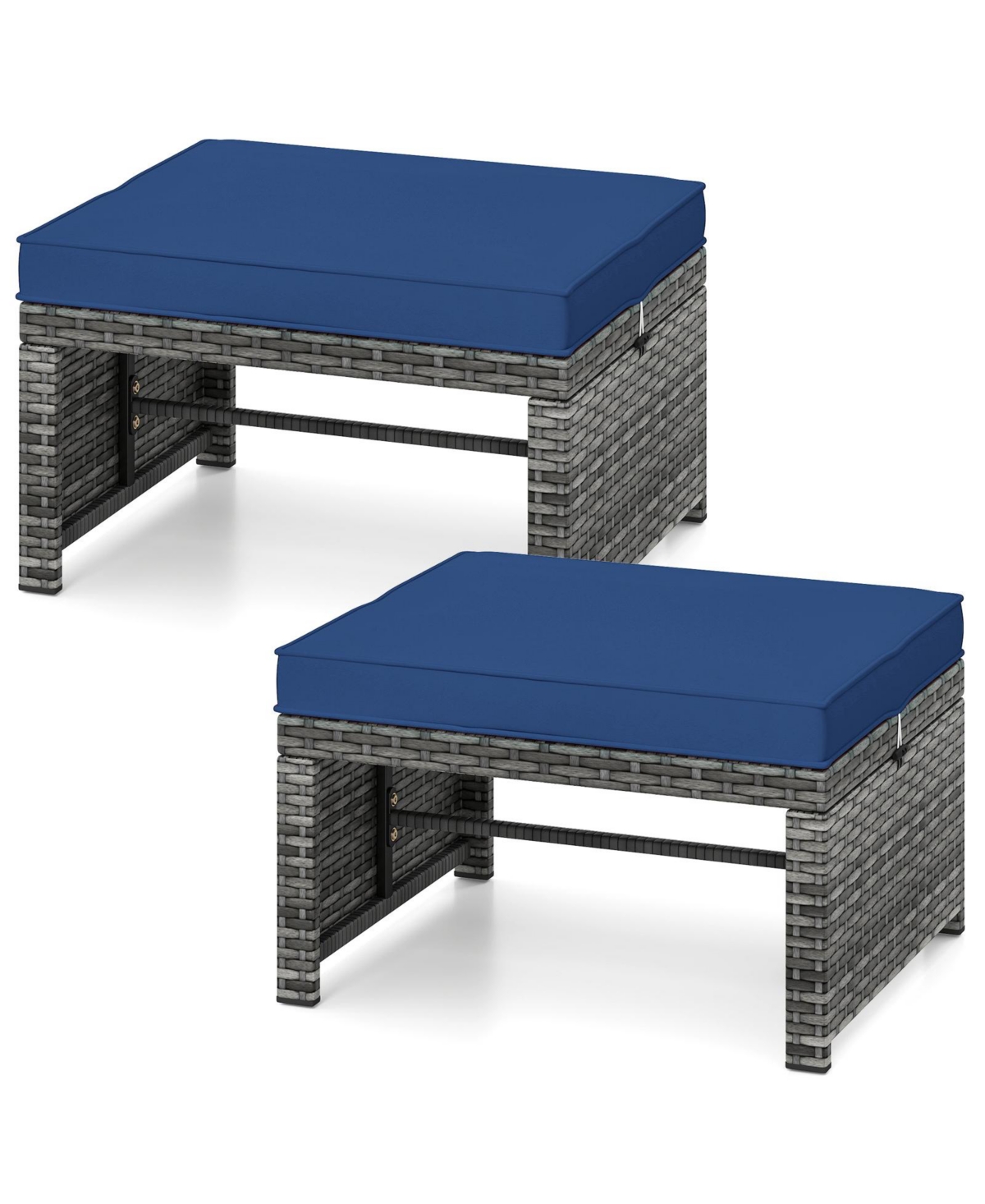 Click here for Slickblue 2 Pieces Patio Pe Rattan Ottomans with S... prices