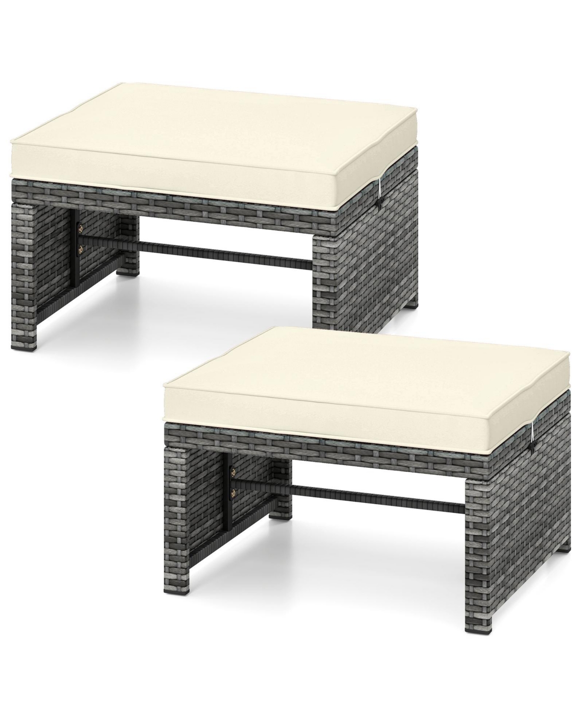 Click here for Slickblue 2 Pieces Patio Pe Rattan Ottomans with S... prices