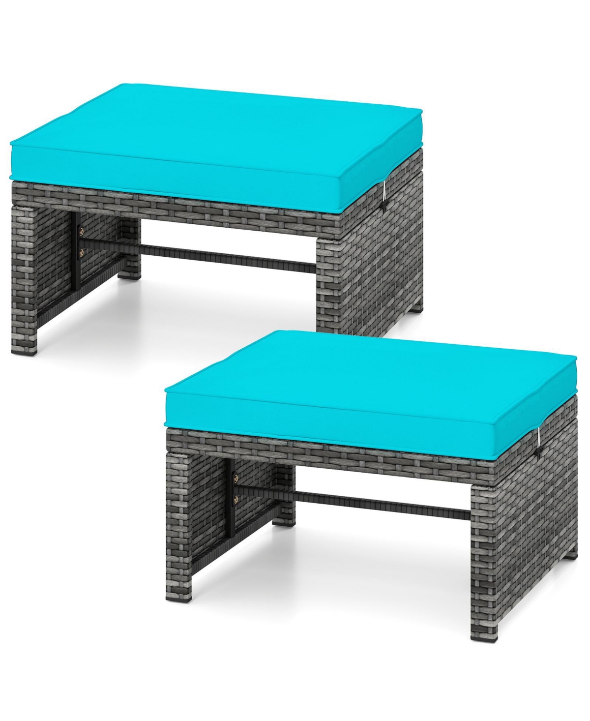 Click here for Slickblue 2 Pieces Patio Pe Rattan Ottomans with S... prices