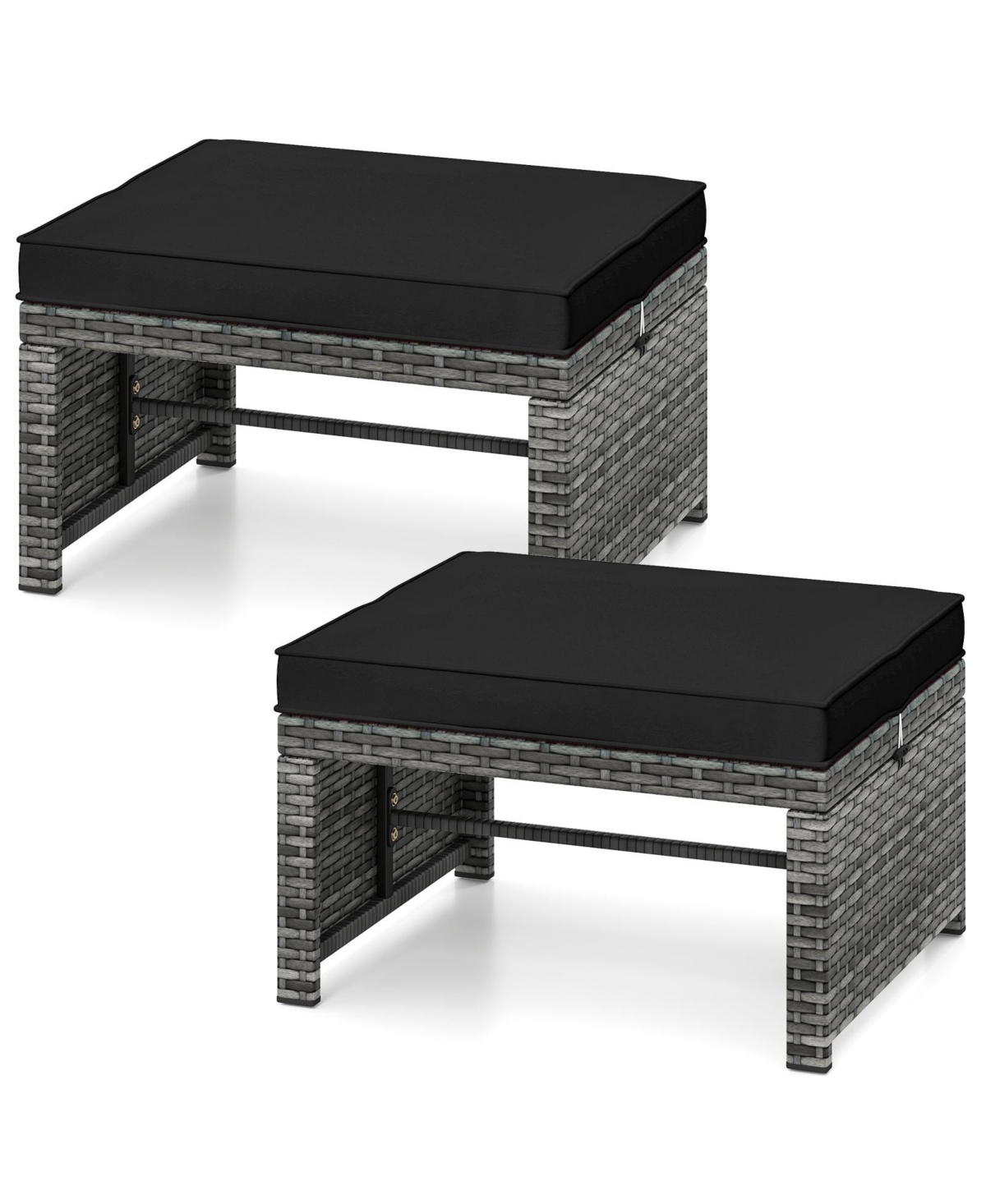 Click here for Slickblue 2 Pieces Patio Pe Rattan Ottomans with S... prices