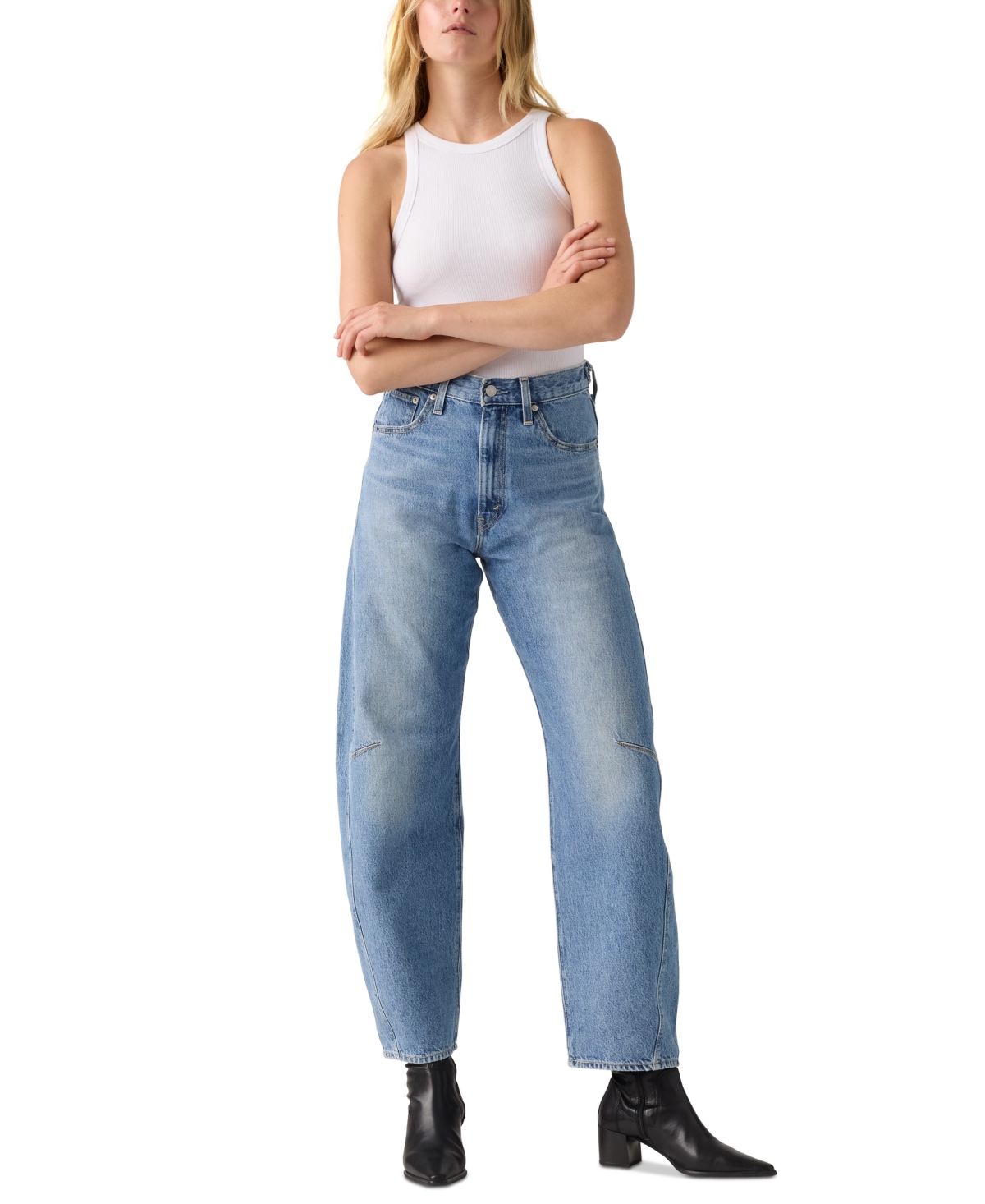 Click here for Levis Womens Cinch High-Rise Barrel-Leg Jeans - Le... prices