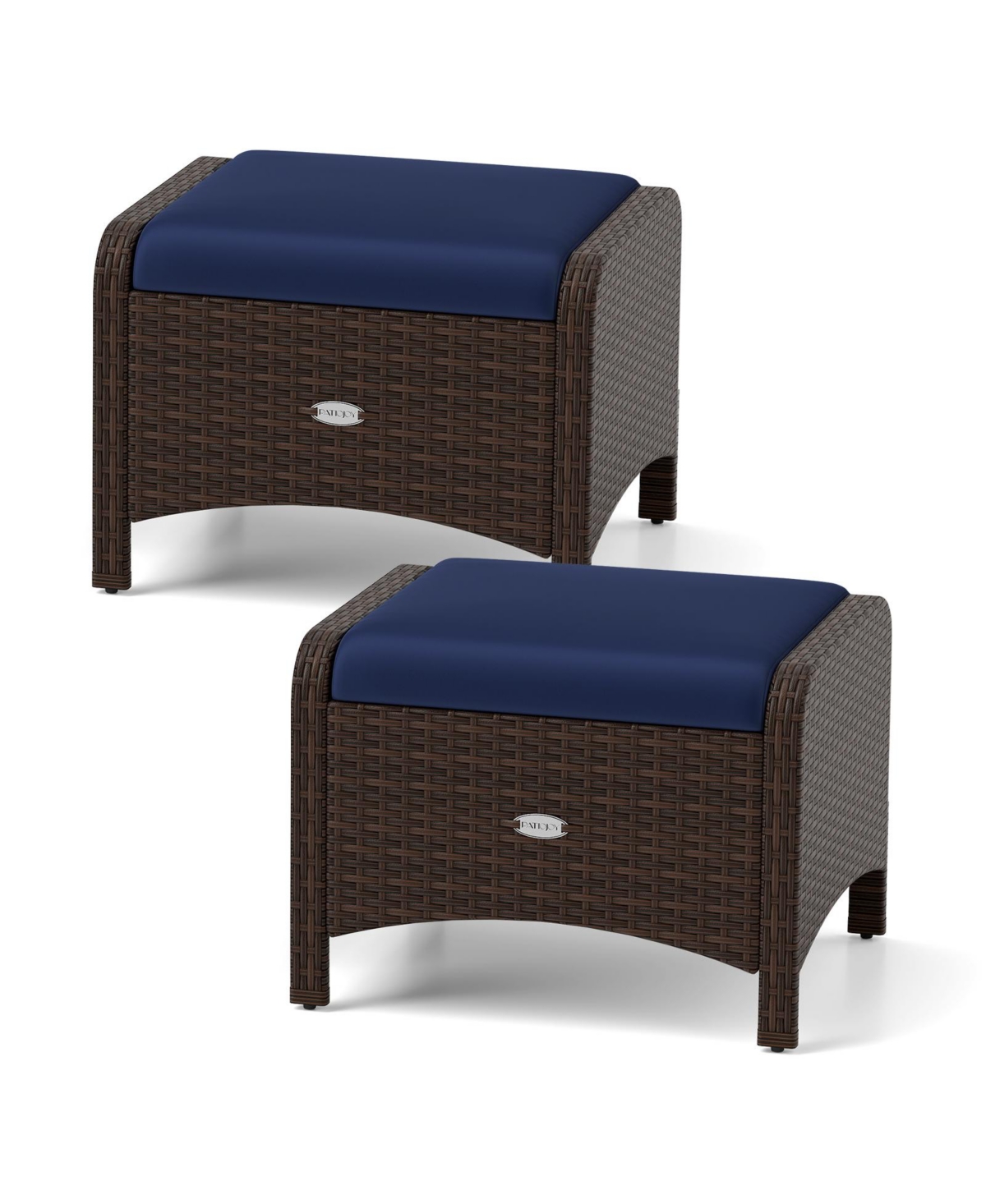 Click here for 2 Pieces Outdoor Patio Pe Wicker Ottomans with Rem... prices