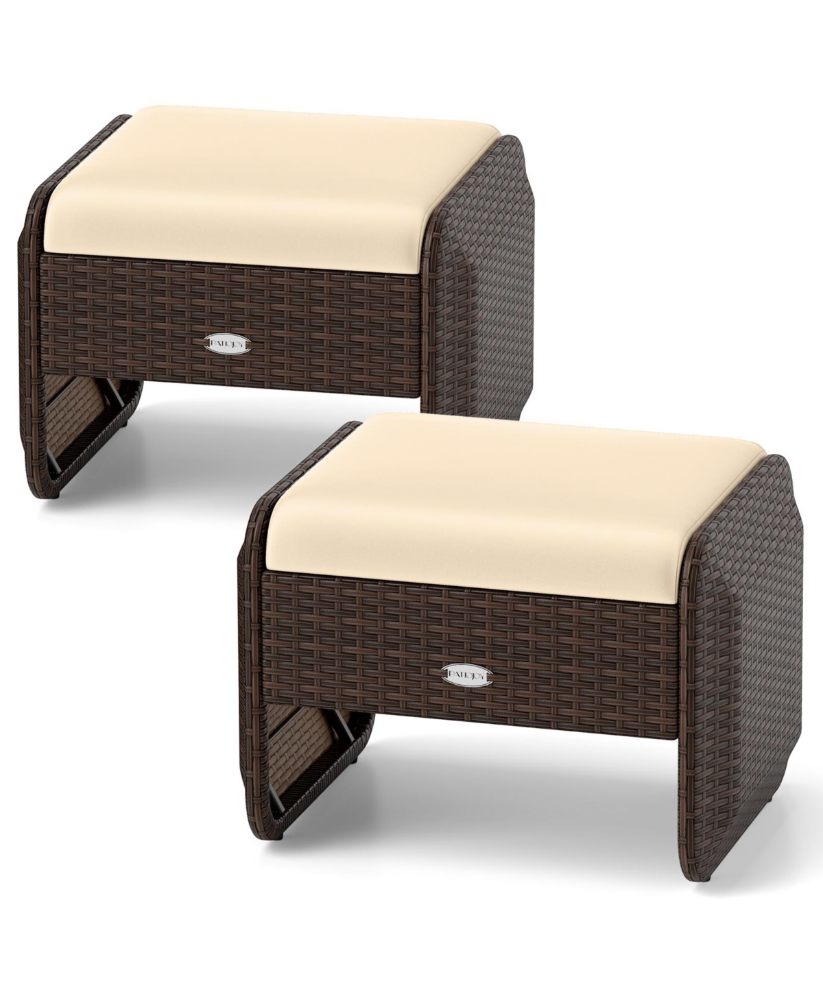 Click here for 2-Piece Outdoor Pe Wicker Ottomans with Removable... prices
