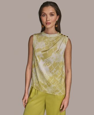 Donna Karan New York Petite Shoulder-Button Sleeveless Top - Macy's