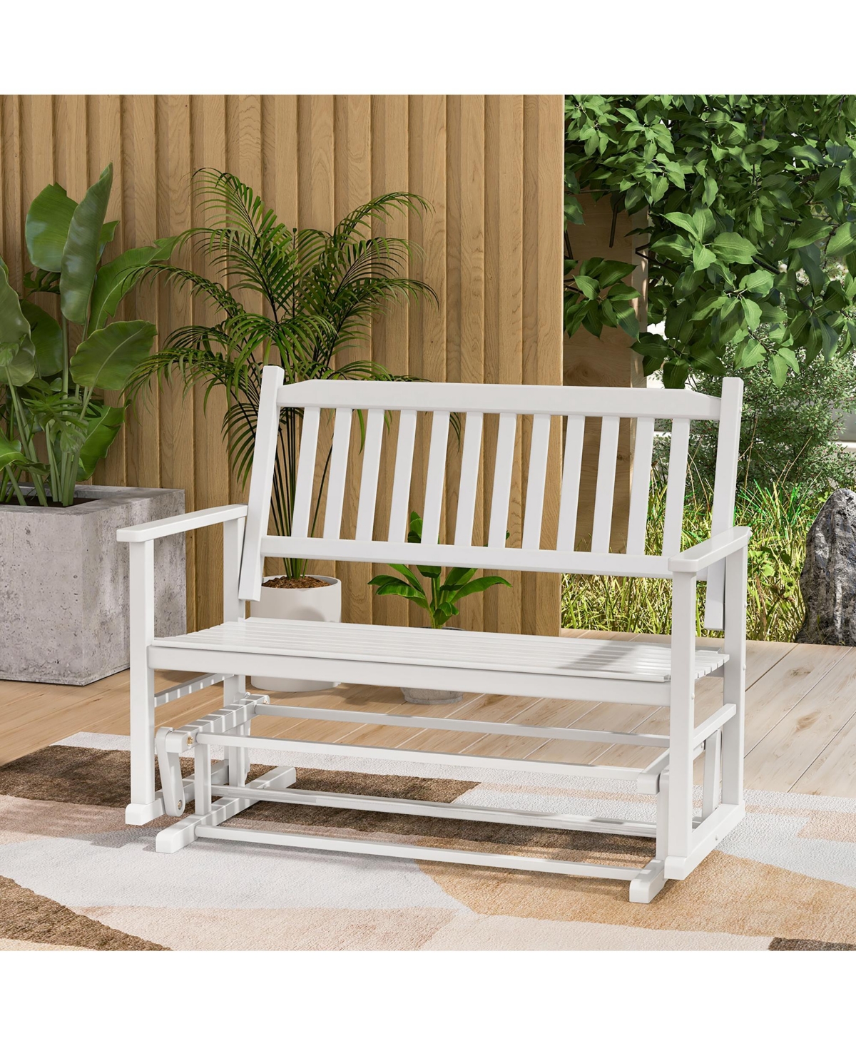 Click here for Gymax 2 Seats Outdoor Glider Bench Poplar Wood Pat... prices