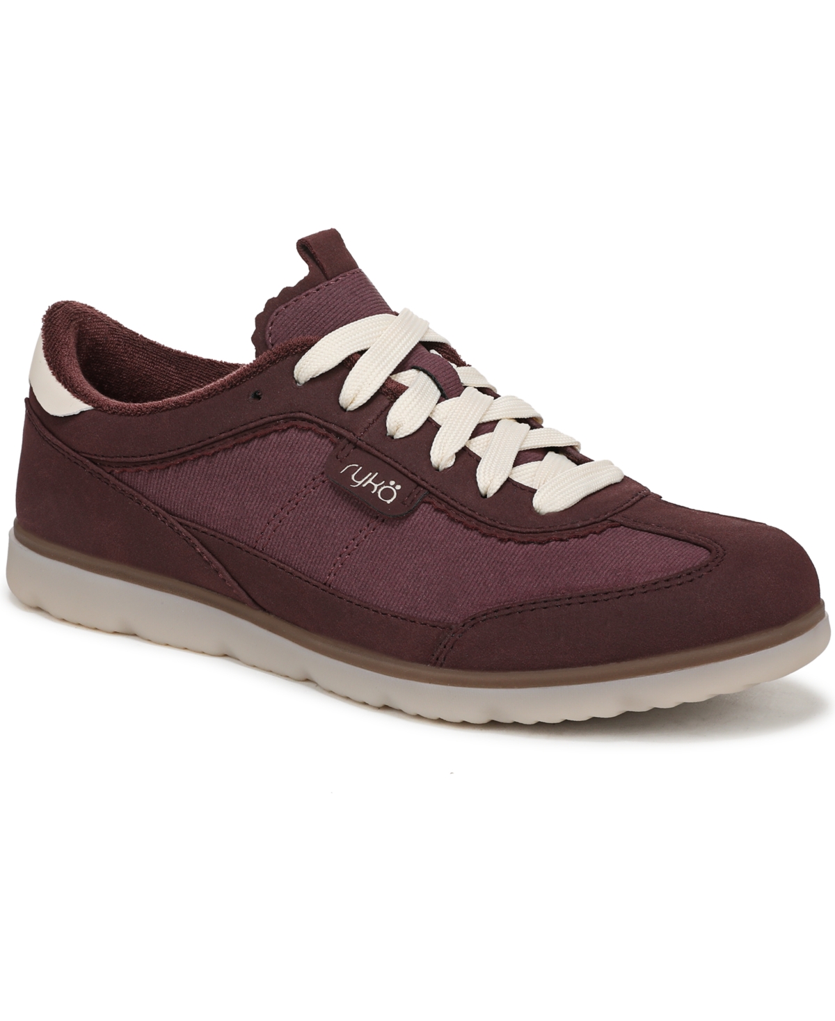 Ryka Womens Effortless Lace Up Court Sneakers - Purple Fig Faux Leather