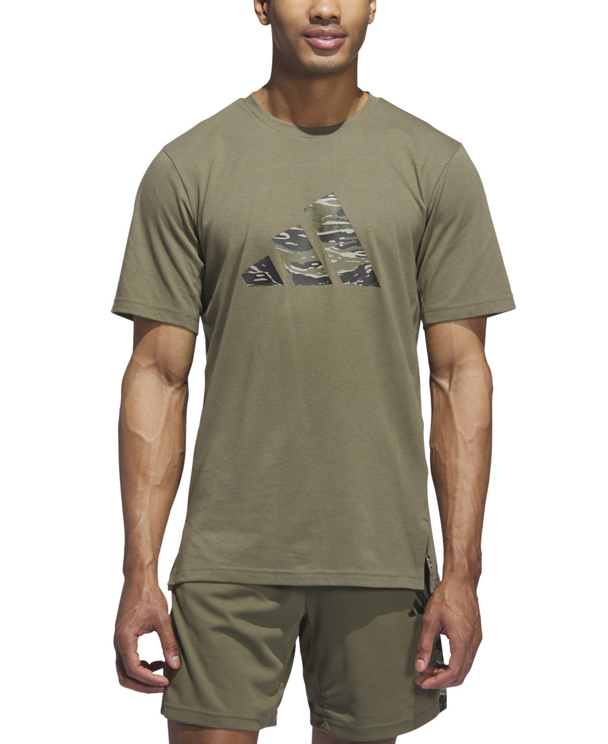 Click here for adidas Mens Camo Logo Crewneck T-Shirt - Olive Str... prices