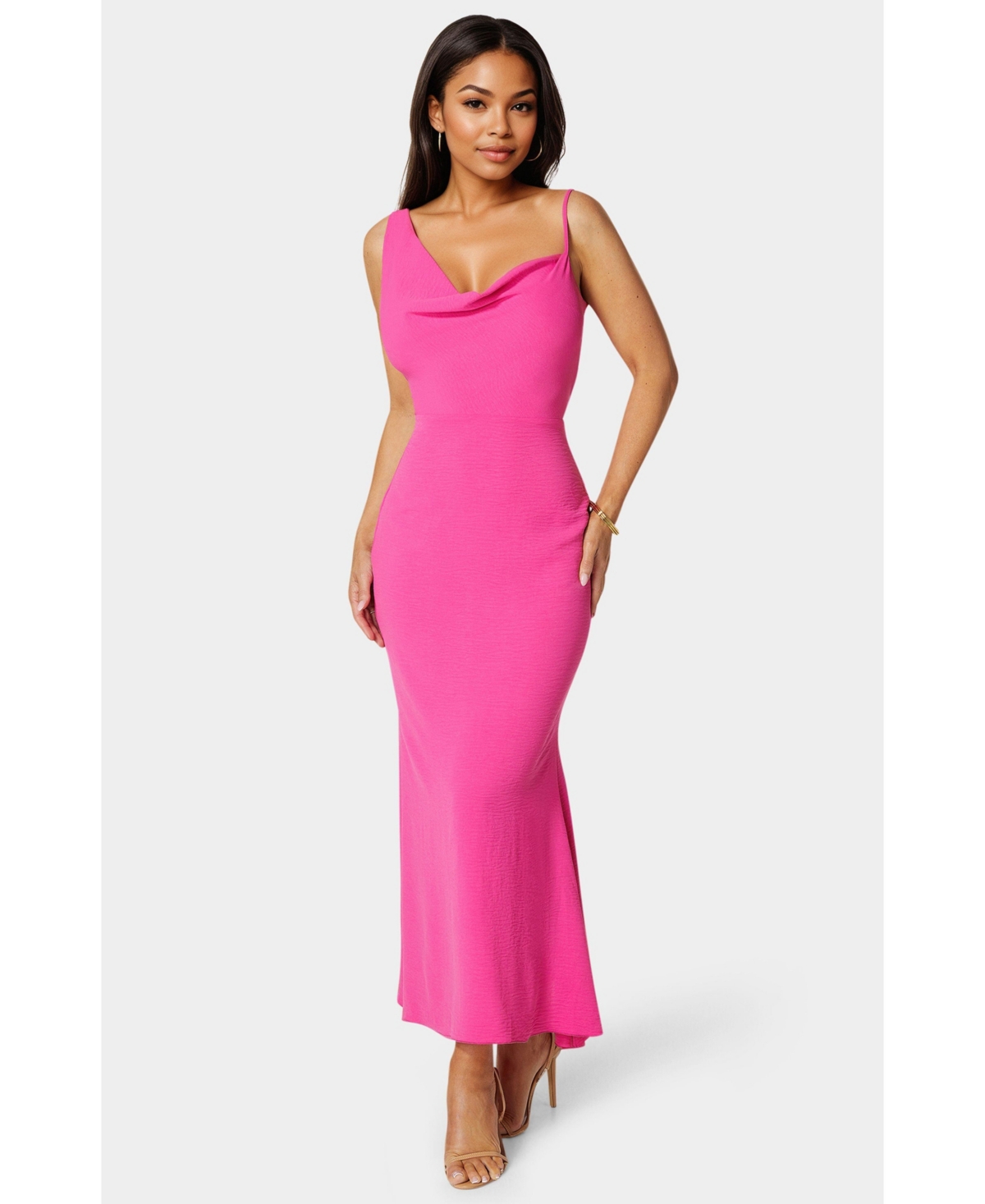 Click here for Bebe Womens Airflow Cowl Maxi Dress - Fuchsia prices