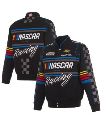 JH Design Men's Black NASCAR Full-Snap Twill Uniform Jacket - Macy's