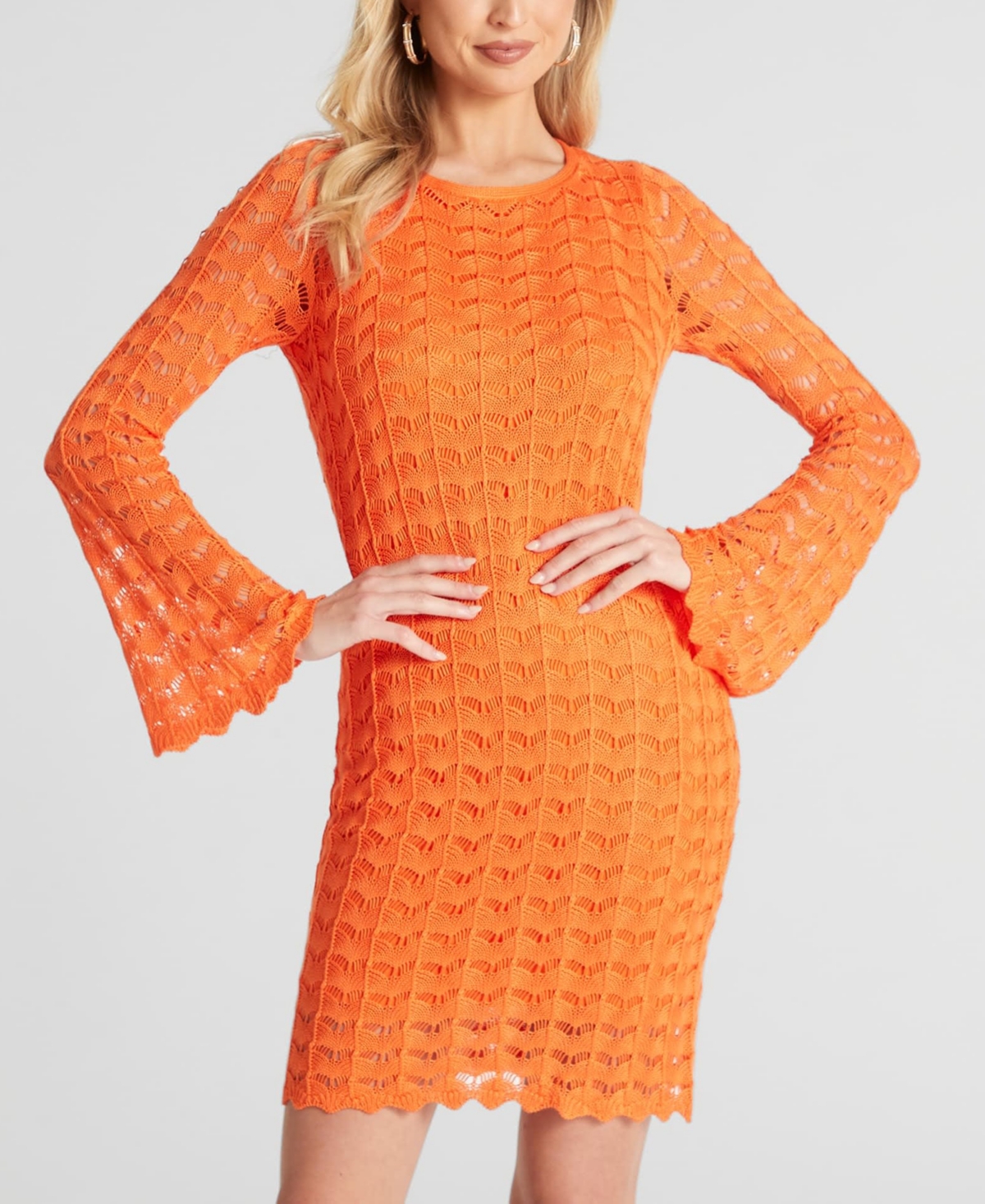 Click here for Guess Womens Long-Sleeve Tie-Back Sweater Dress -... prices