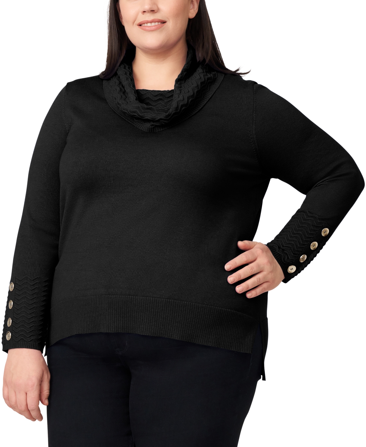 Click here for Melissa Paige Plus Size Ribbed-Hem Cowl-Neck Sweat... prices