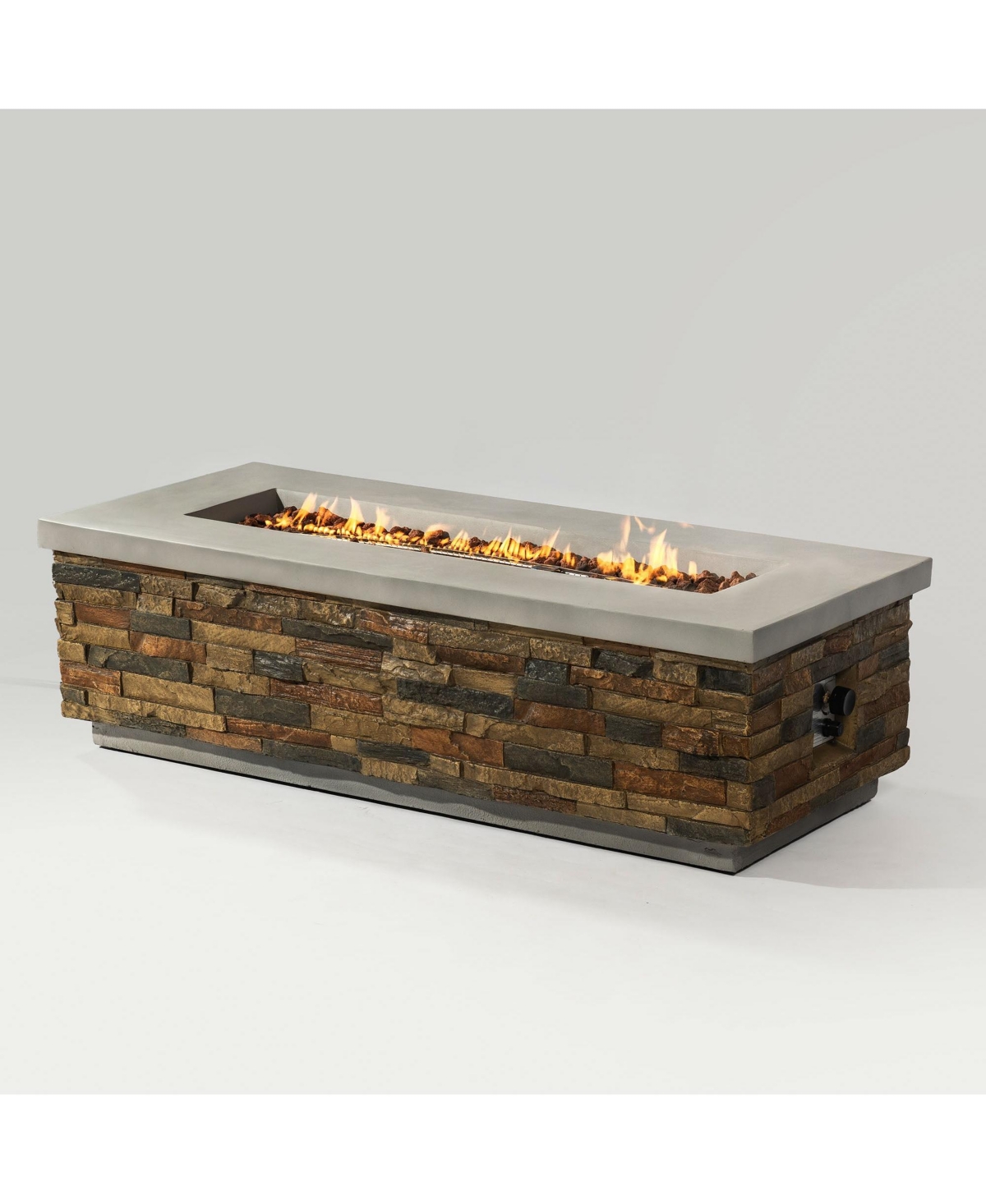 Click here for Flynama 60in Concrete Fire Pit Table with Stone Lo... prices