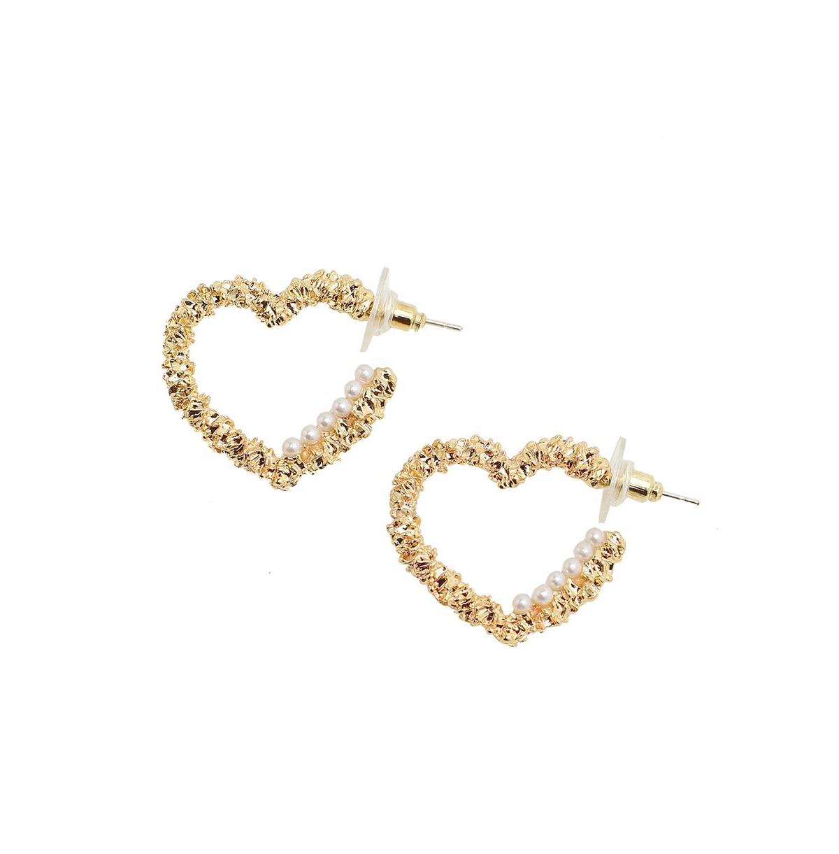 Click here for Sohi Womens Green Heart Hoop Earrings - Gold prices
