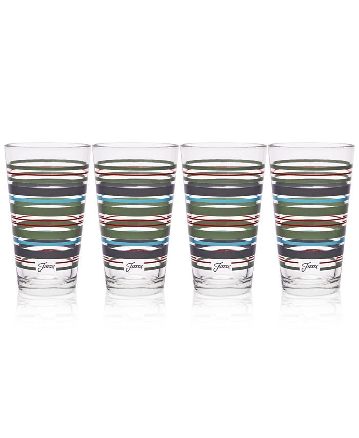 Fiesta Slate & Sage Stripe Set of 4 Highball Glasses - Macy's