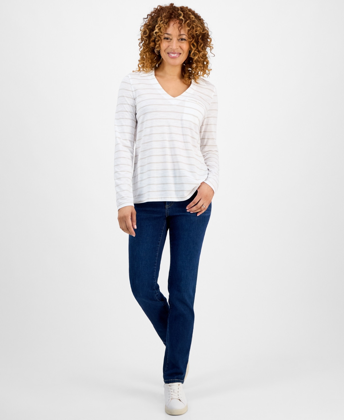 Click here for Style & Co Womens Collared V-Neck Long-Sleeve Knit... prices