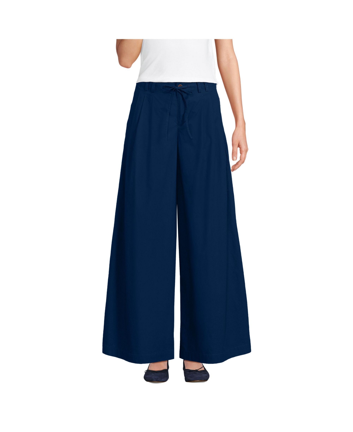 Click here for Lands End Womens Poplin Mid Rise Pleated Slouchy P... prices