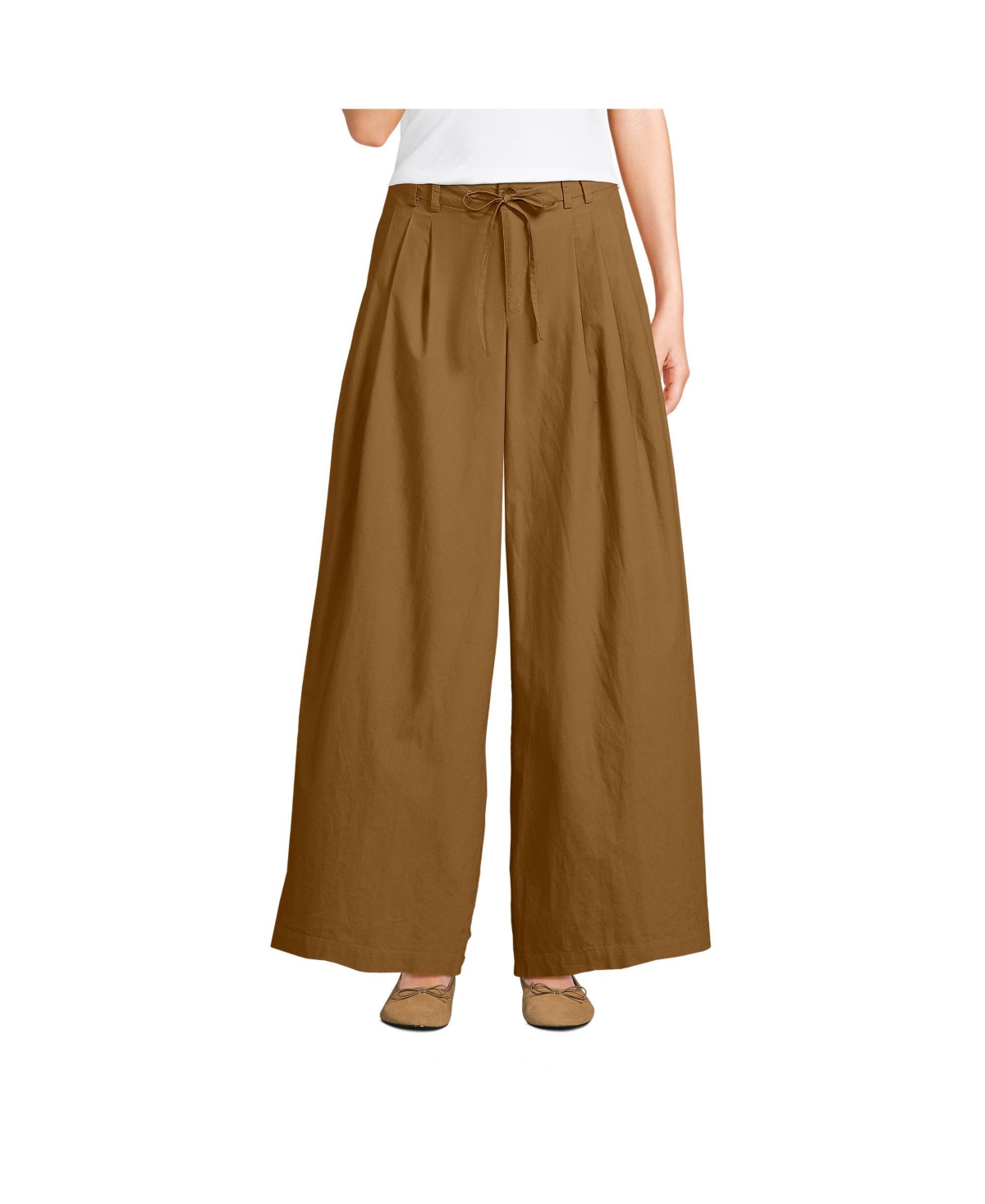Click here for Lands End Womens Poplin Mid Rise Pleated Slouchy P... prices