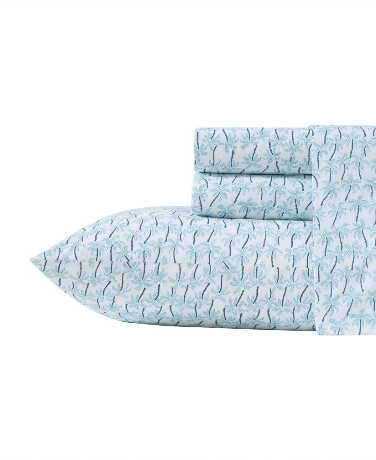 Tommy Bahama Home Cotton Percale 4 Piece Sheet Set  Queen - Palmtastic Blue