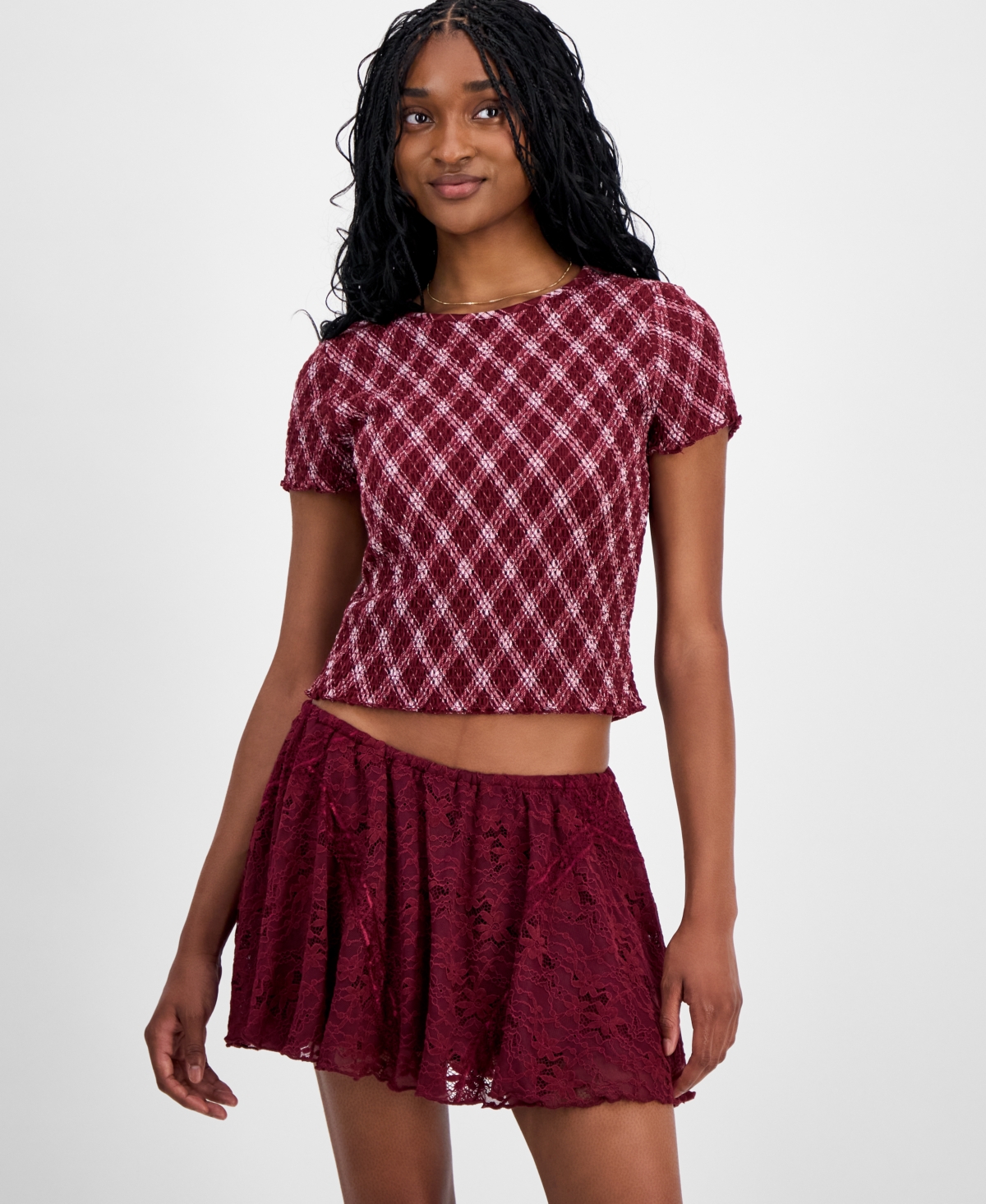Click here for Madden Girl Juniors All Over Print Smocked Short-S... prices