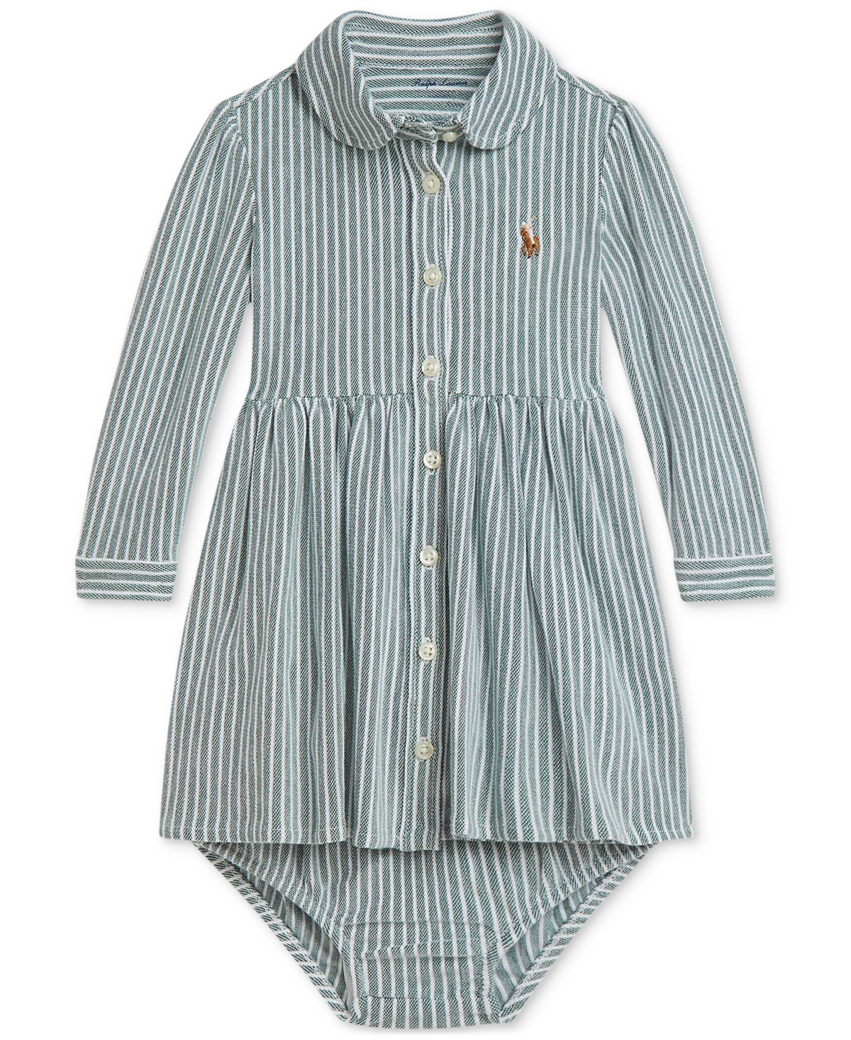Polo Ralph Lauren Baby Girls Striped Oxford Shirtdress - Green