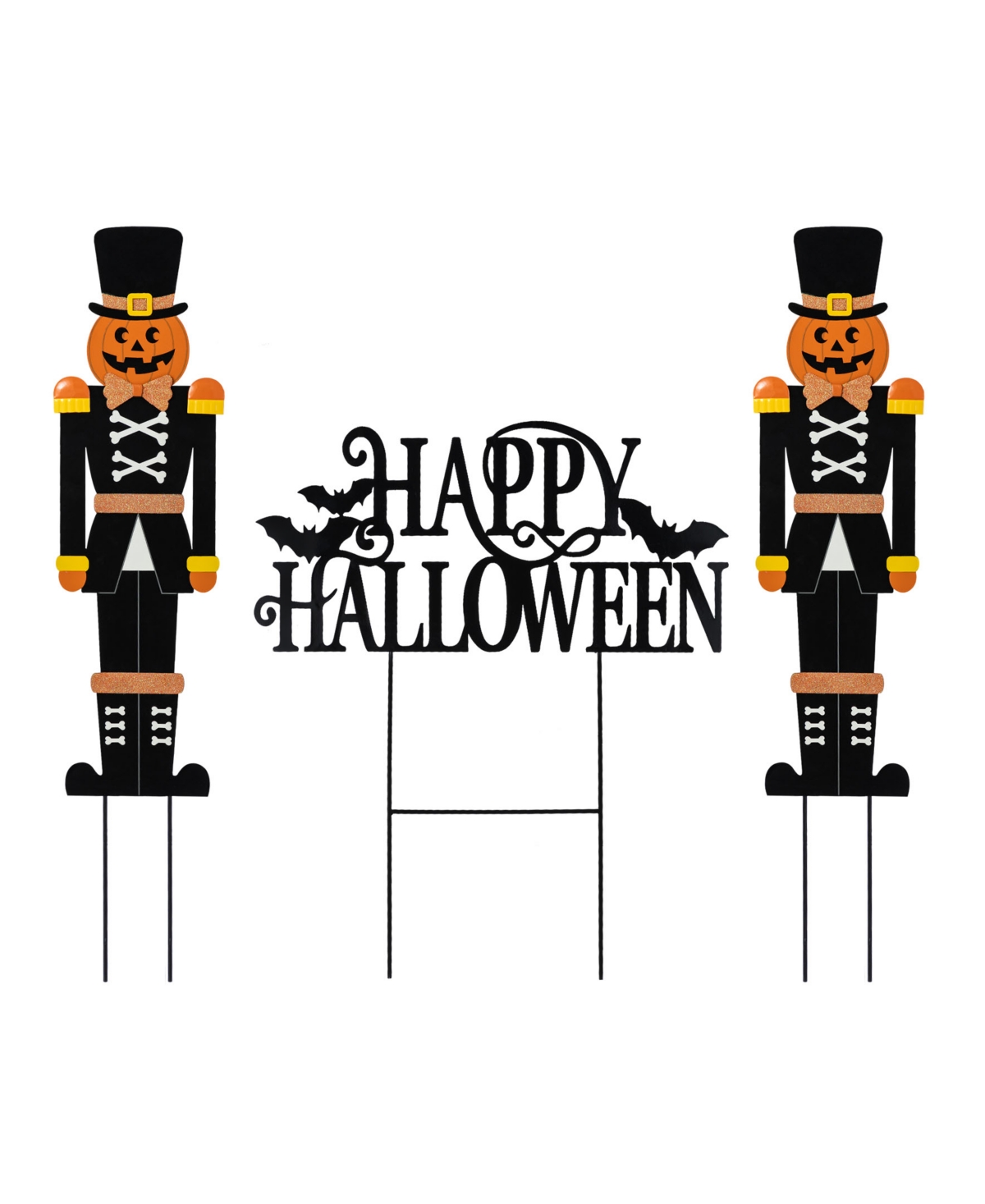 Click here for Glitzhome Metal Nutcracker and Happy Halloween Yar... prices