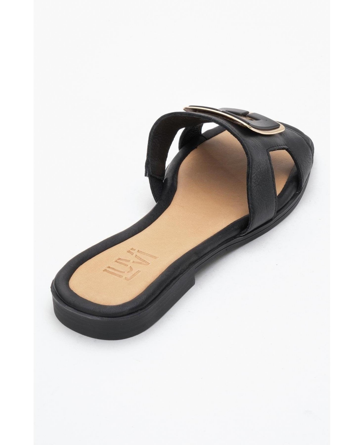 Click here for Millie Leather Buckle Slide (Women) - Black leathe... prices