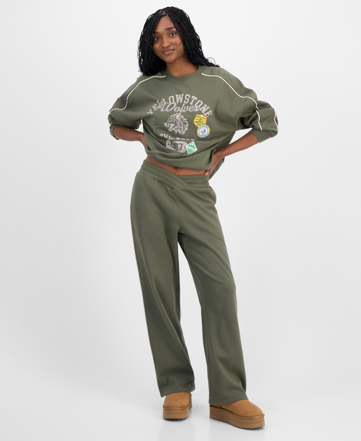 Click here for Rebellious One Juniors V-Waist Piped Sweatpants -... prices