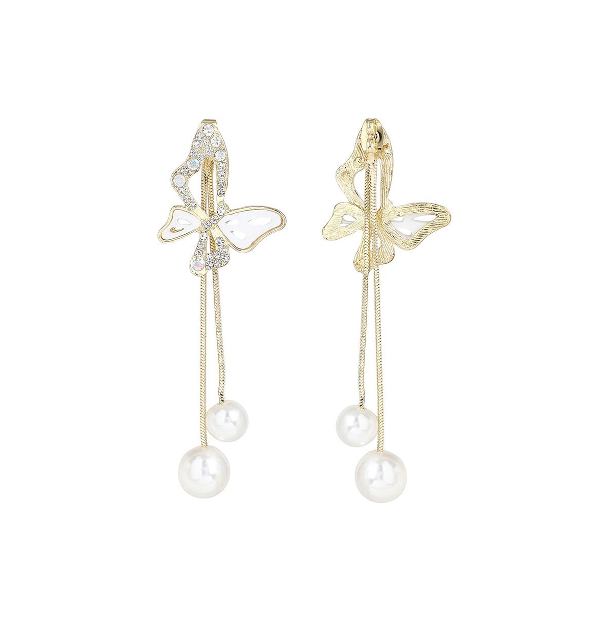 Click here for Sohi Womens White Butterfly Drop Earrings - Gold prices