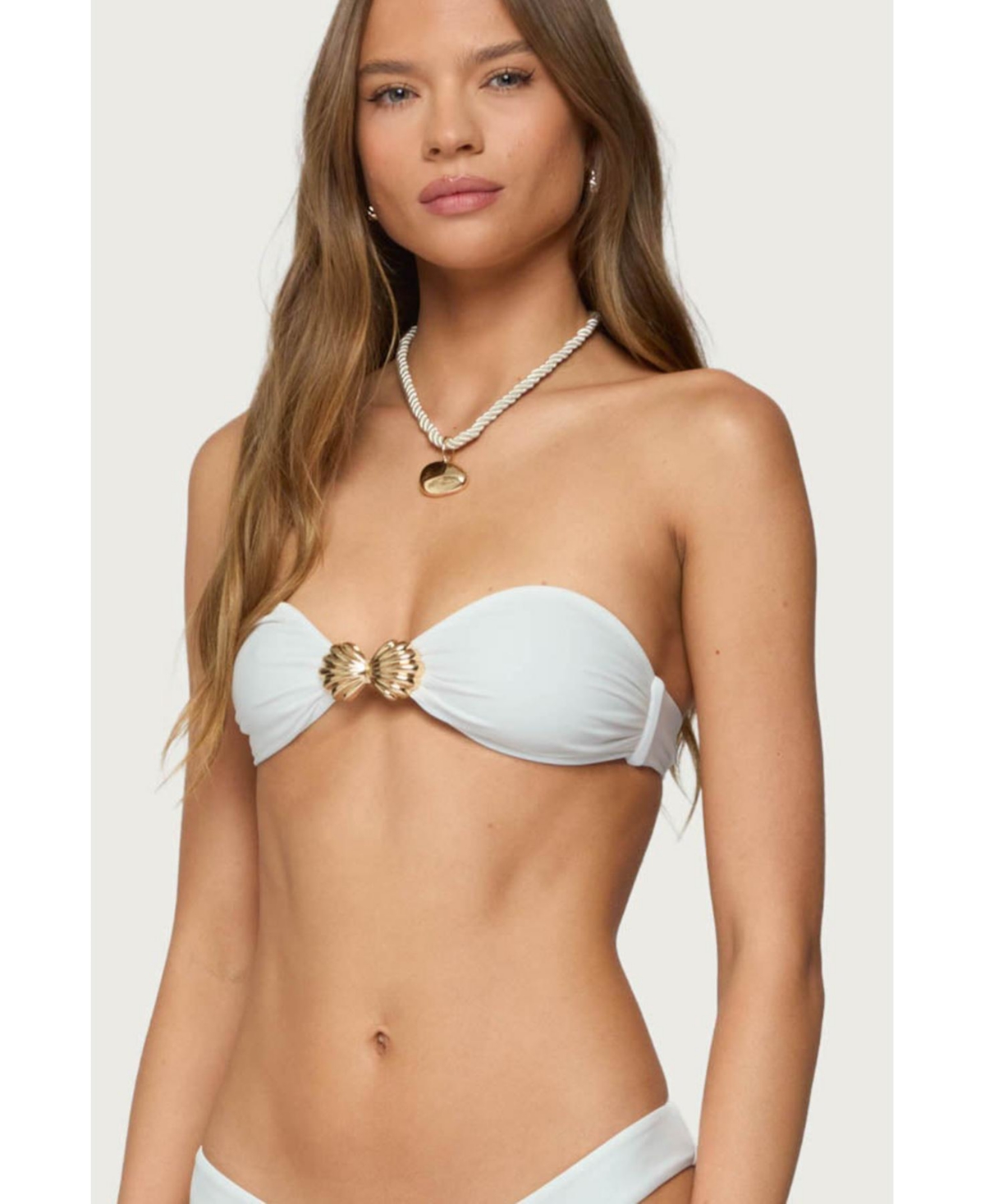 Click here for Edikted Womens Shellee Bandeau Bikini Top - White prices