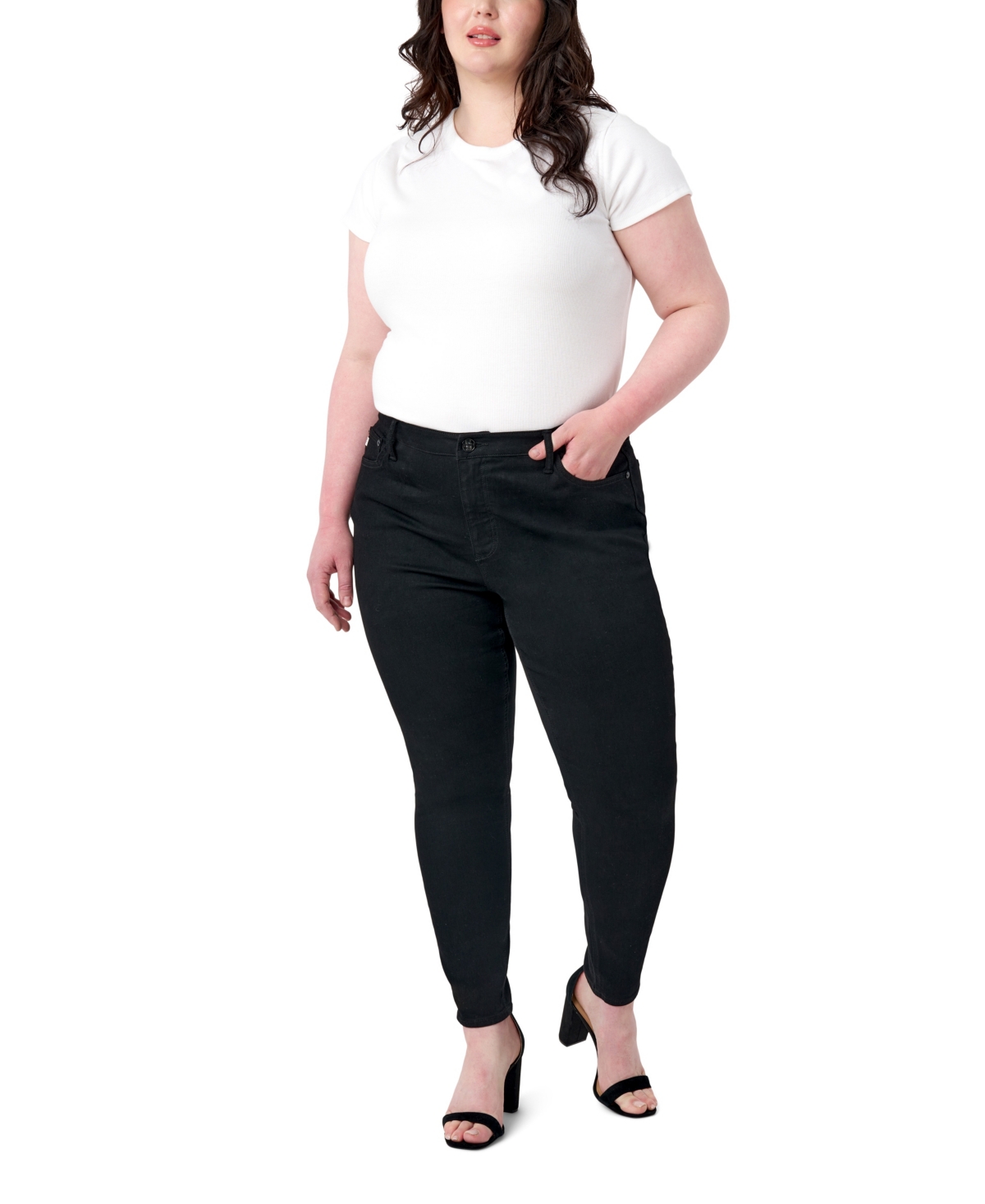 Click here for Seven7 Plus Size Bombshell Skinny Jeans - Black Ri... prices
