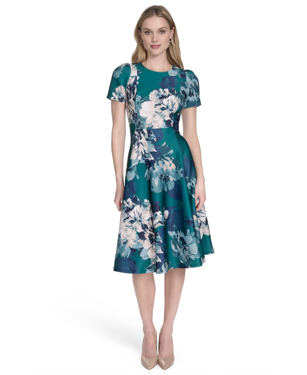 Click here for Calvin Klein Womens Womens Scuba Floral-Print Fit... prices