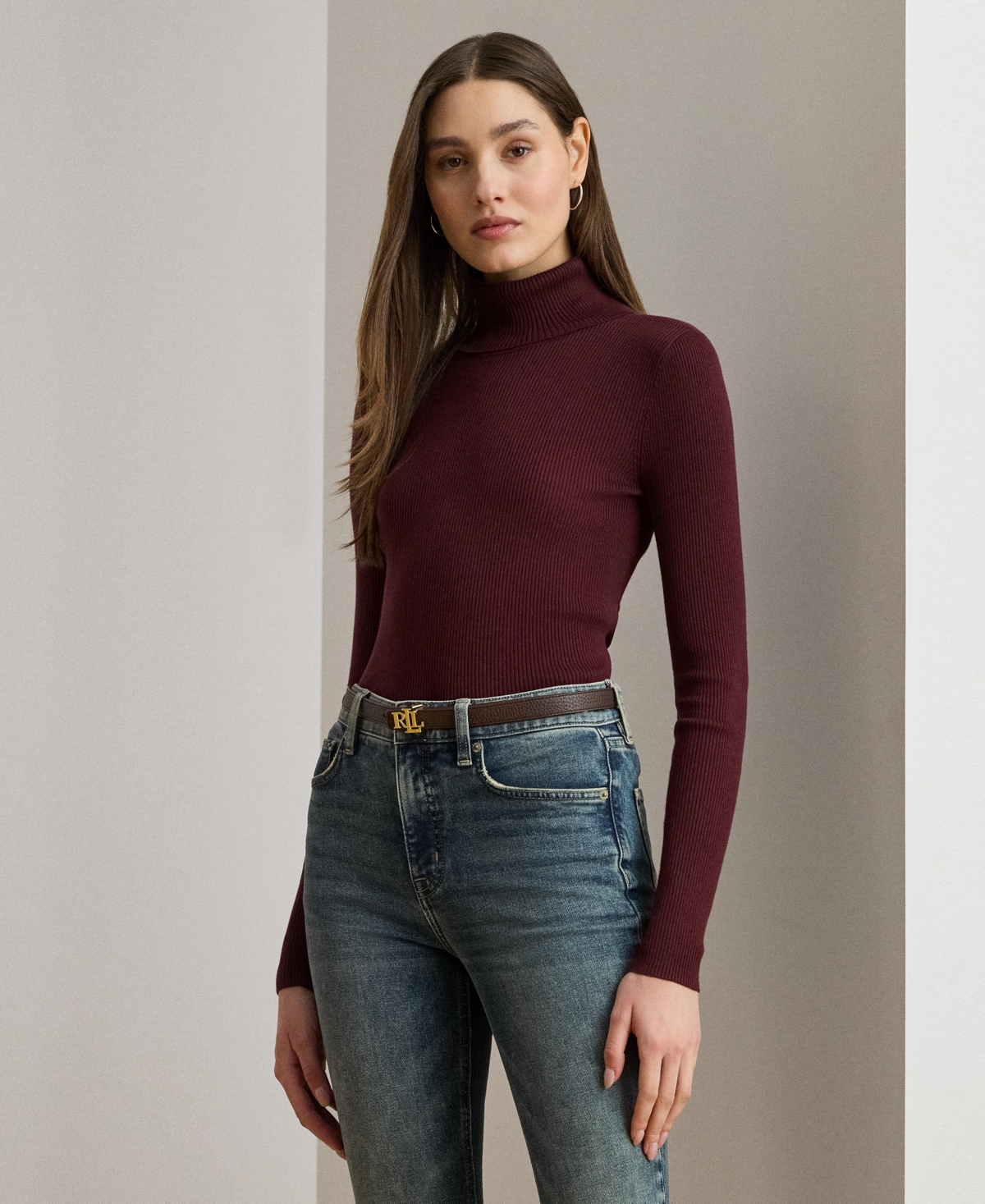 Click here for Lauren Ralph Lauren Ribbed Turtleneck Sweater - Da... prices