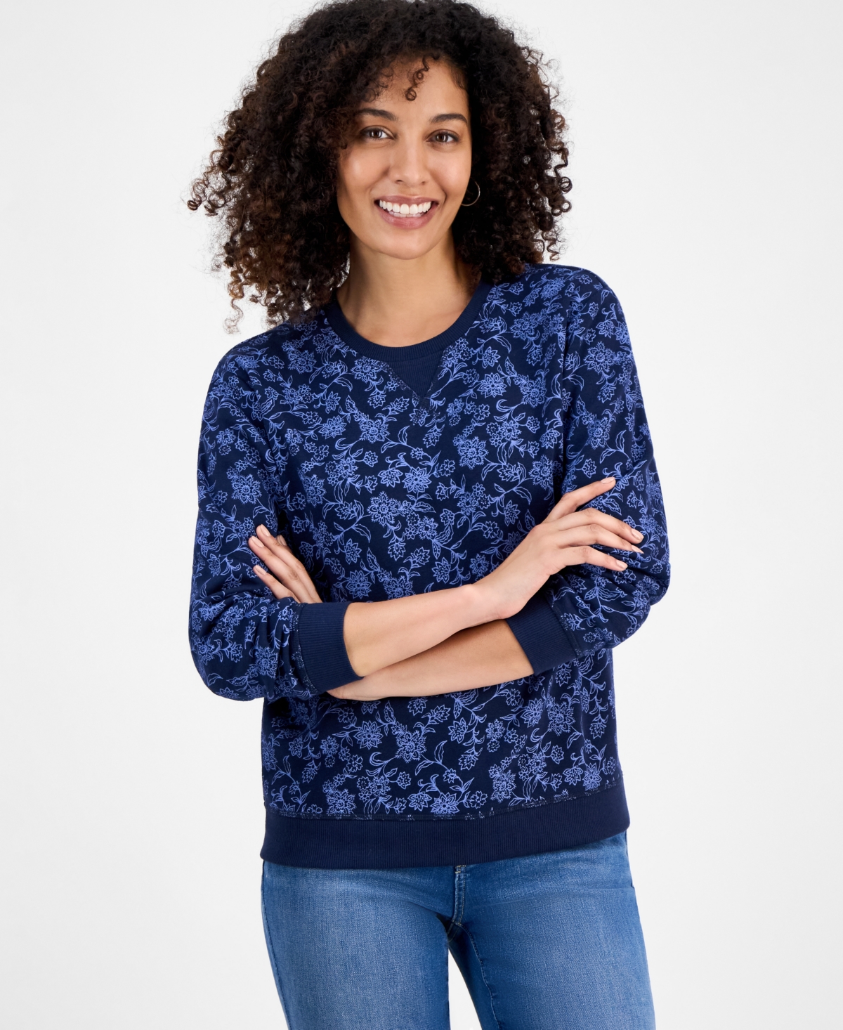 Click here for Style & Co Petite Floral-Print Crewneck Sweatshirt... prices