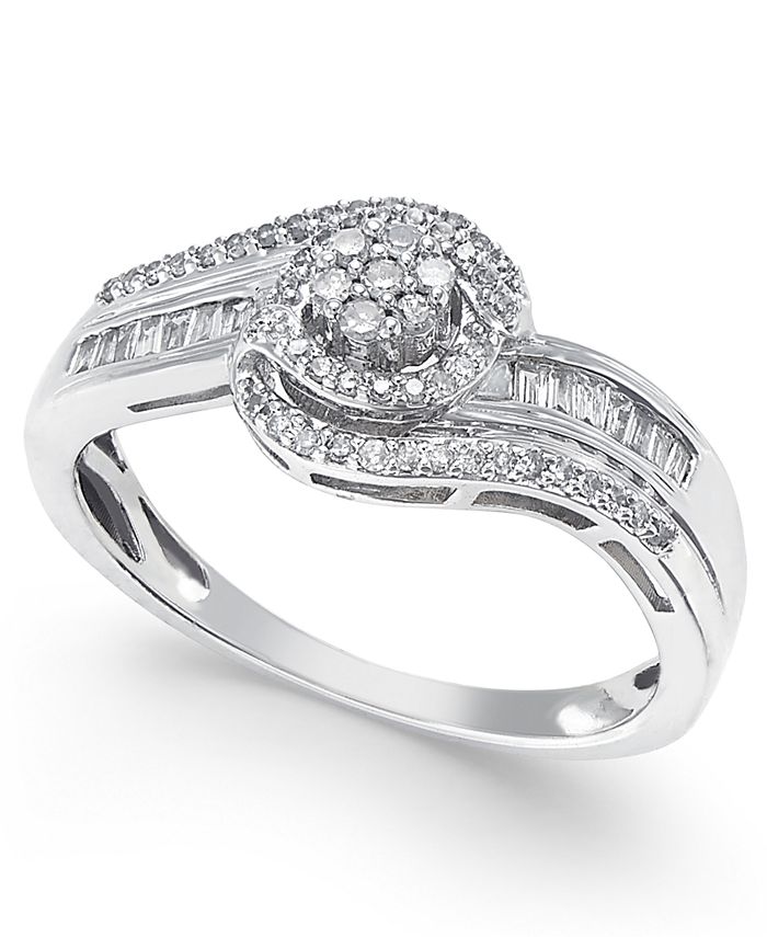 Promised Love Diamond Swirl Promise Ring (1/4 ct. t.w.) in 10k White or ...