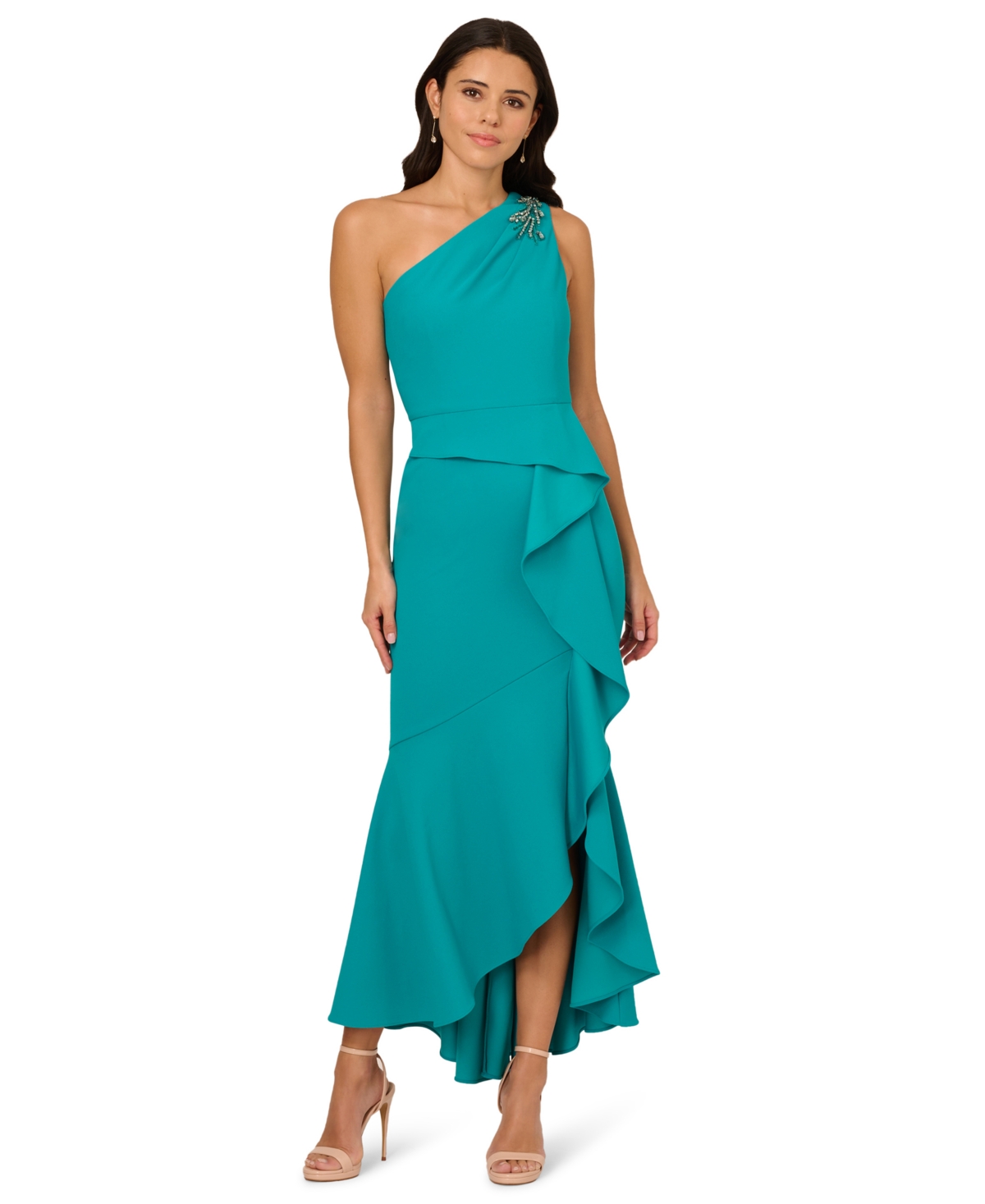 Click here for Adrianna Papell Womens Beaded One-Shoulder Gown -... prices