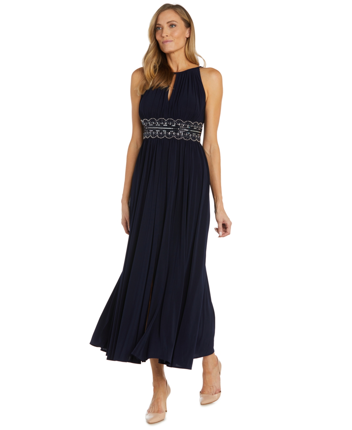 Click here for R&M Richards Beaded Gown - Navy prices