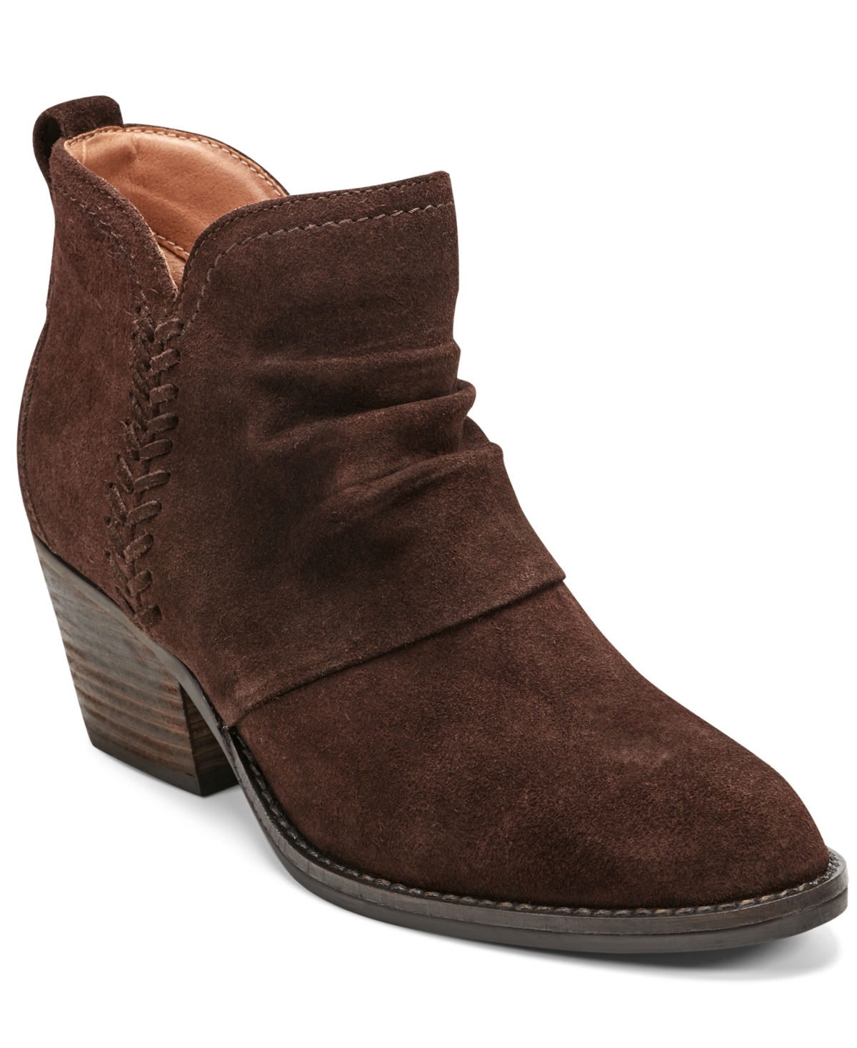 Click here for Earth Womens Chandy Ruched Block Heel Booties - Da... prices
