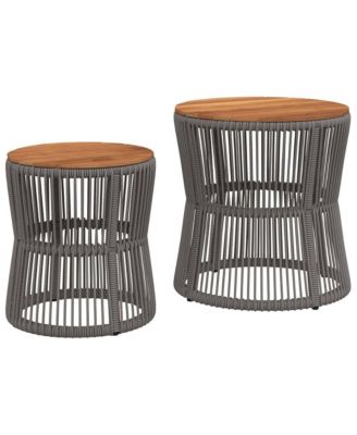 Click here for Vidaxl Patio Side Tables 2 Pcs With Wooden Top Gra... prices
