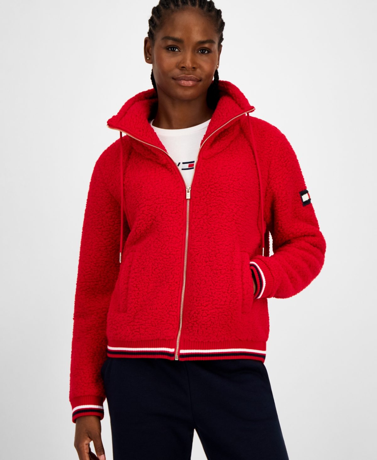 Click here for Tommy Hilfiger Womens Faux-Sherpa Contrast-Rib Bom... prices