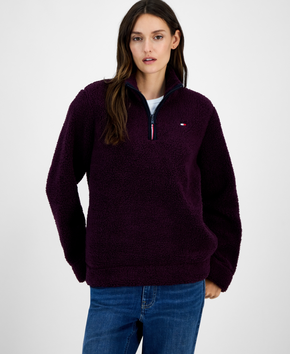 Click here for Tommy Hilfiger Womens Quarter-Zip Faux-Sherpa Jack... prices