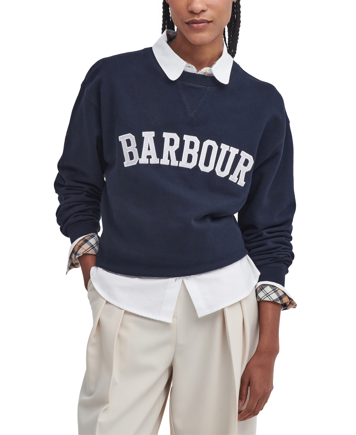 Click here for Barbour Womens Varsity Crewneck Sweatshirt - Navy prices