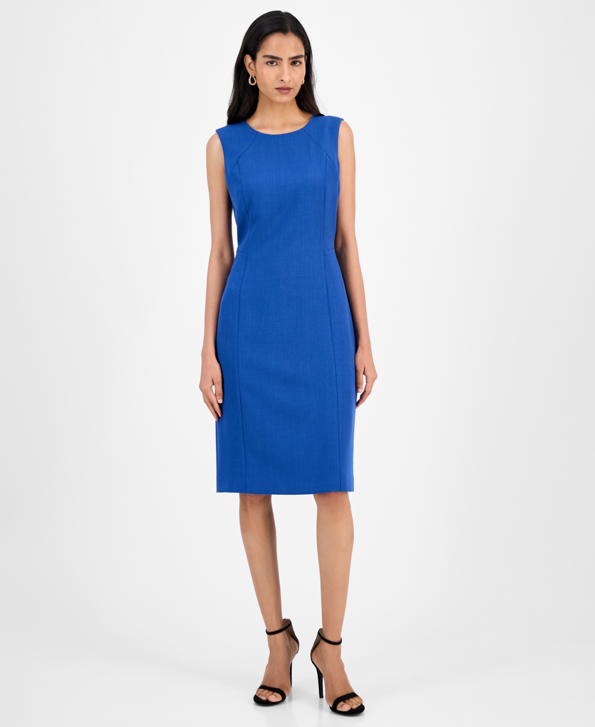 Click here for Kasper Crepe Sleeveless Round-Neck Sheath Dress  R... prices