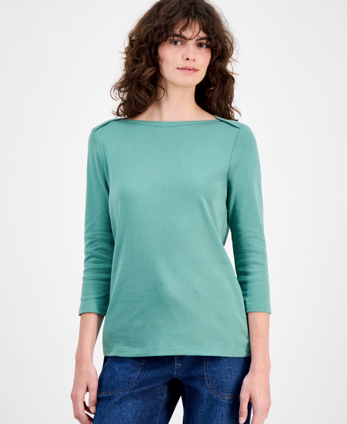 Click here for Style & Co Womens Pima Cotton 3/4-Sleeve Boat-Neck... prices