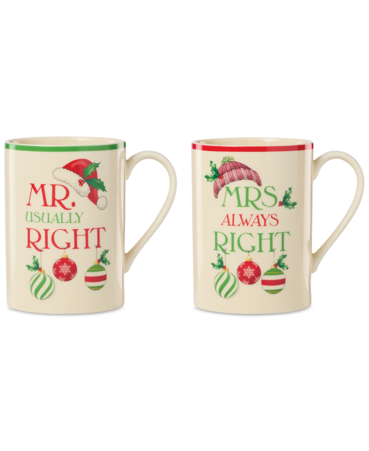 Click here for Lenox Mr. & Mrs. Holiday Mugs  Set of 2 - Multi prices
