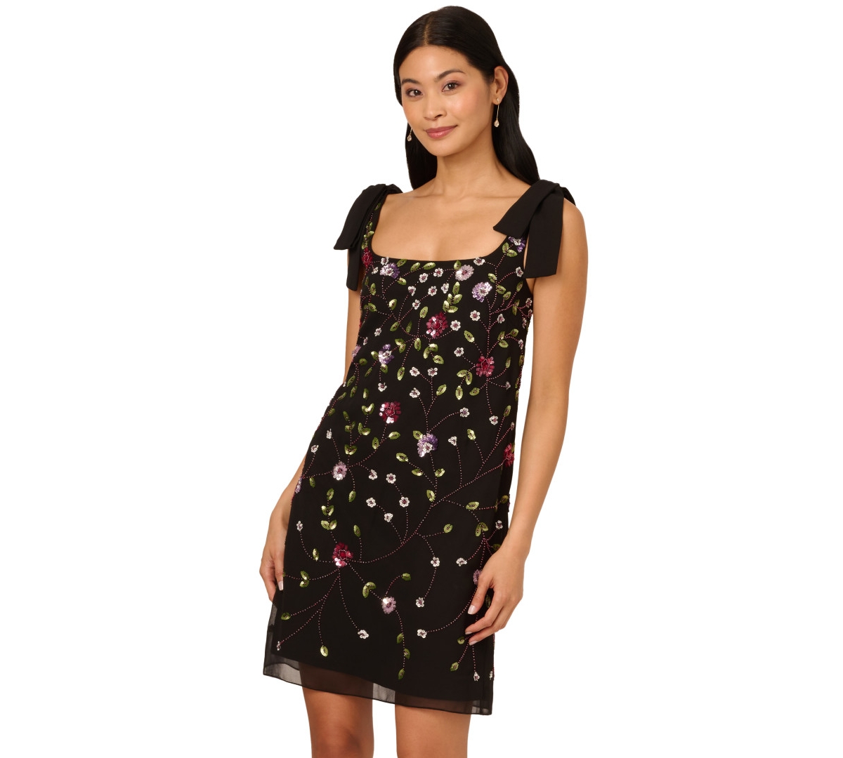Click here for Adrianna Papell Womens Beaded Chiffon Shift Dress... prices