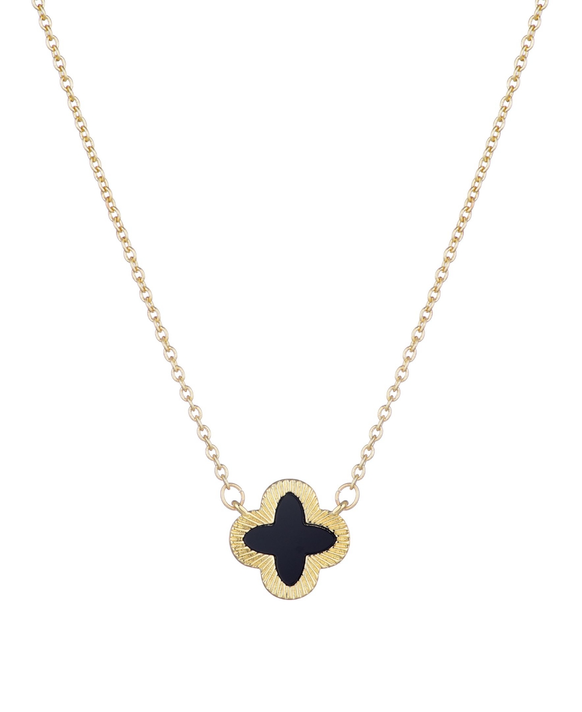 Click here for Adornia Gold Fluted Edge Black Clover Pendant Neck... prices
