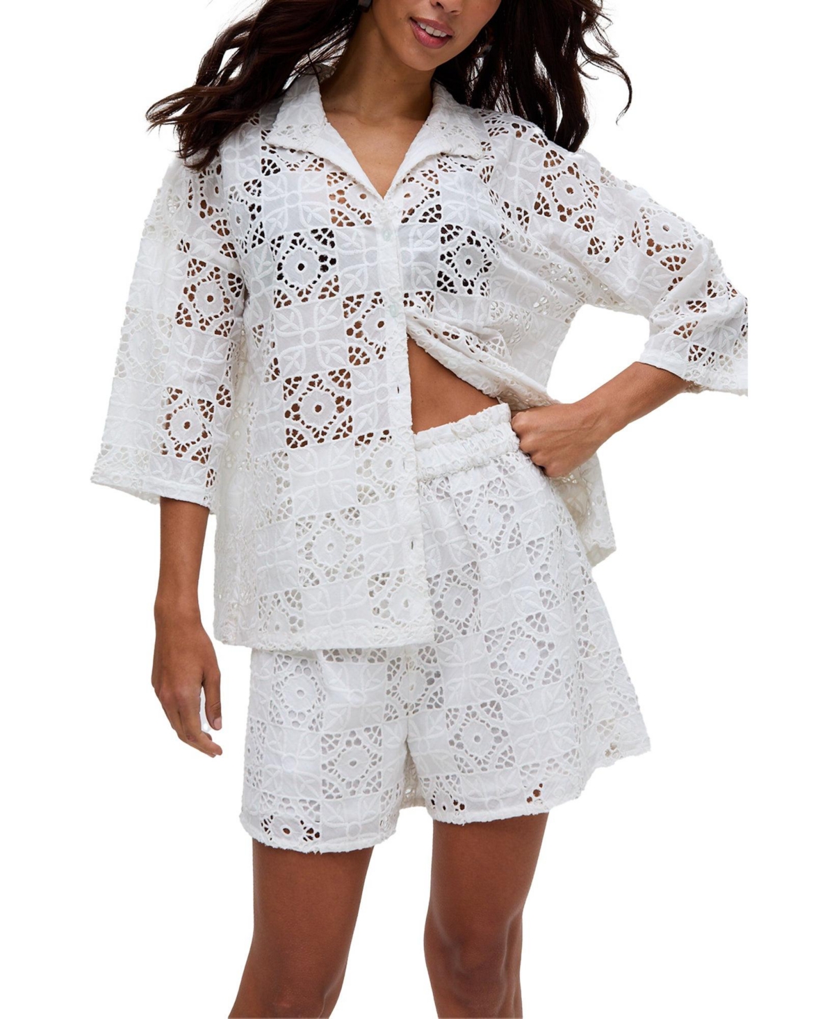 Click here for Raffya Womens Shelli All Over Broderie Anglaise Sh... prices
