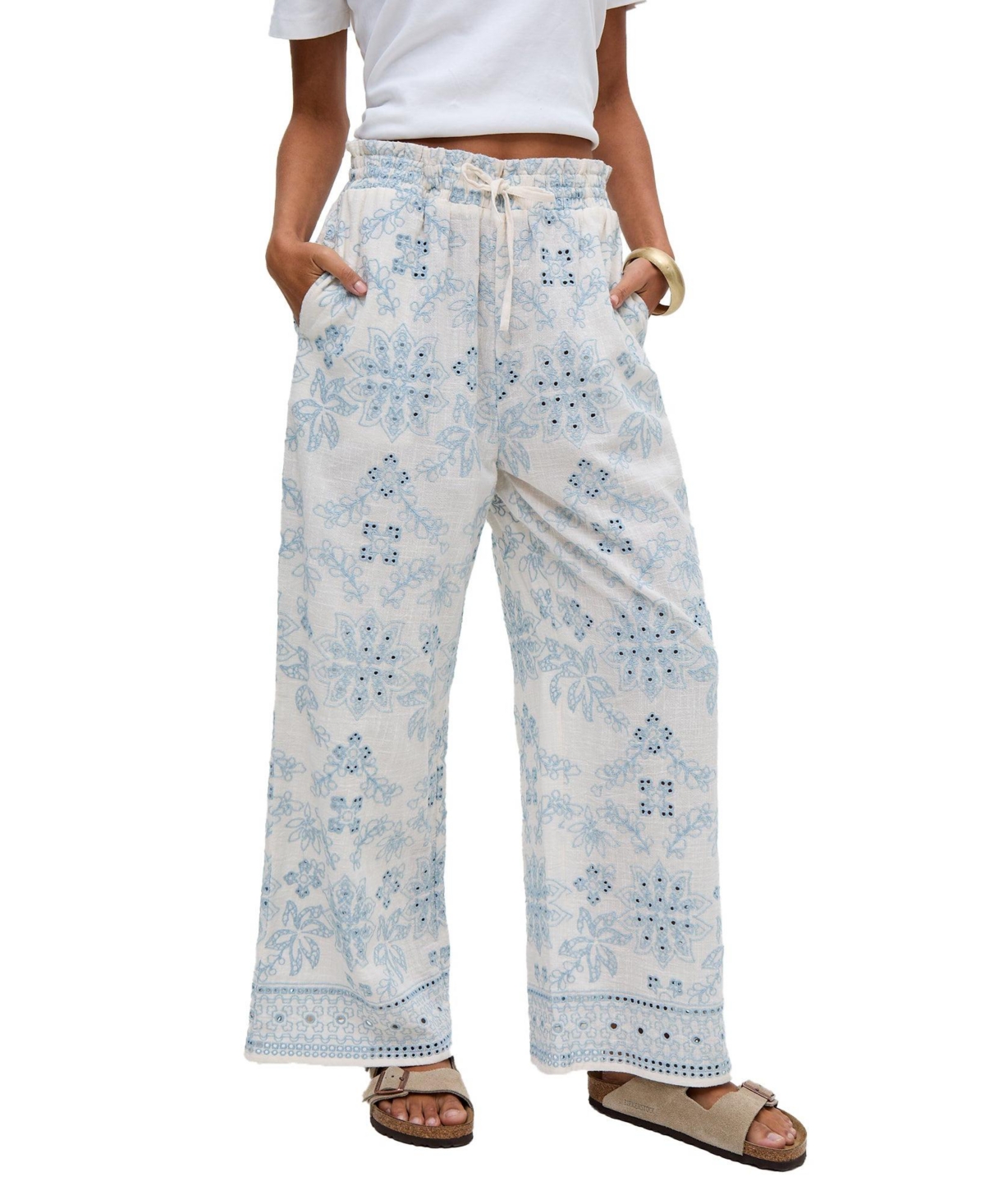 Click here for Raffya Womens Cherice Wide leg All Over Embroidere... prices