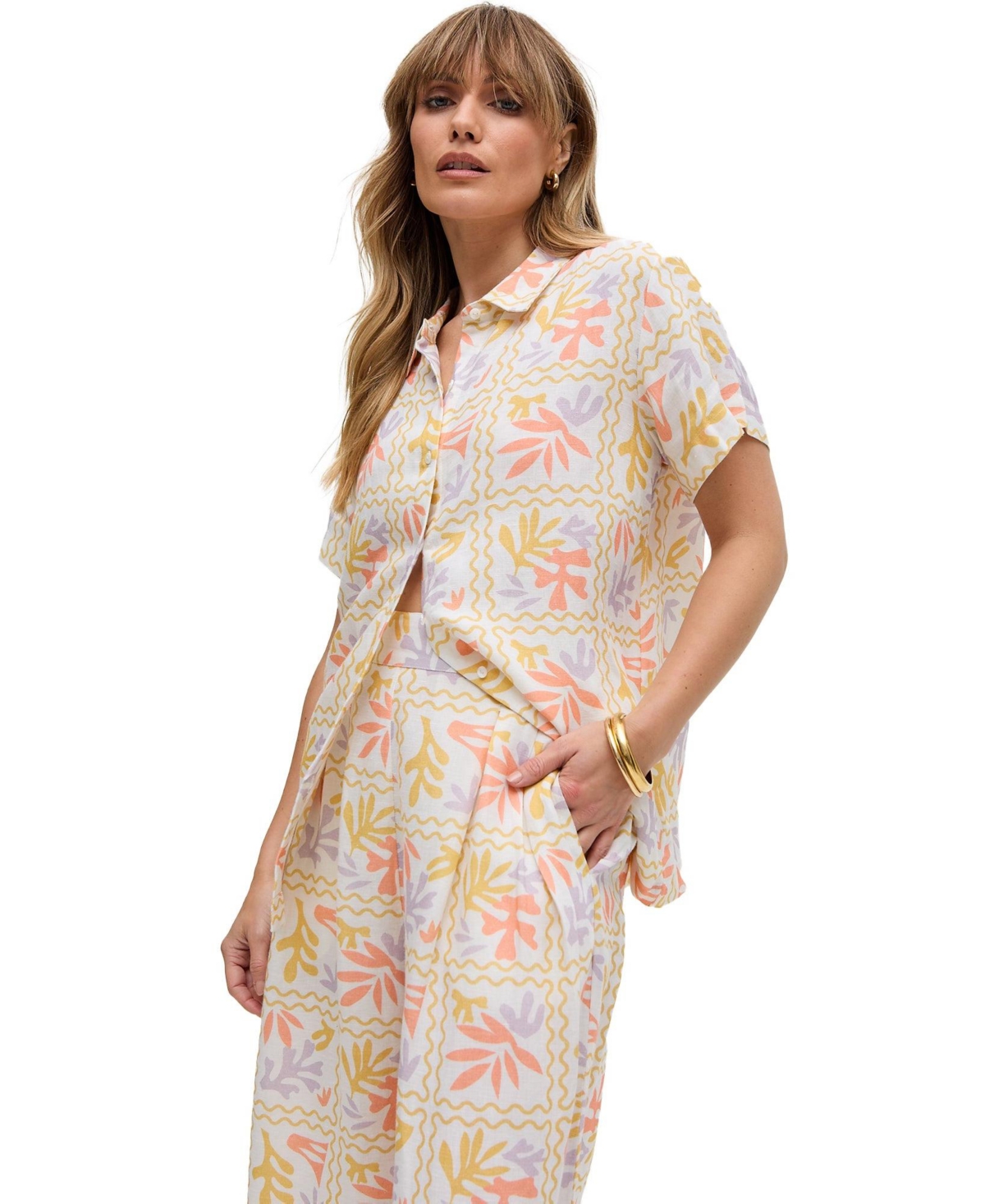 Click here for Raffya Womens Matisse Button Down Patchwork Floral... prices